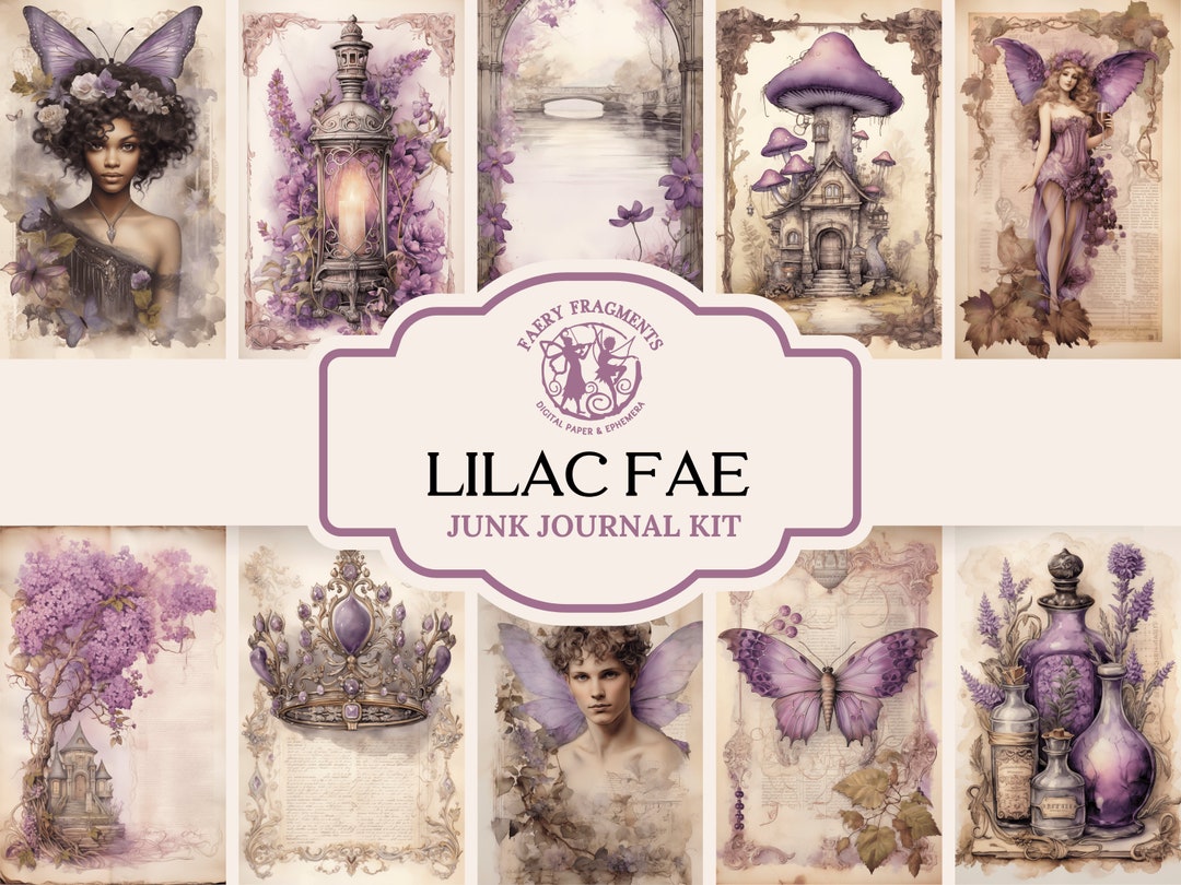 Lilac Fae Junk Journal Kit, Fairy Scrapbook Pages, Spring Flower ...