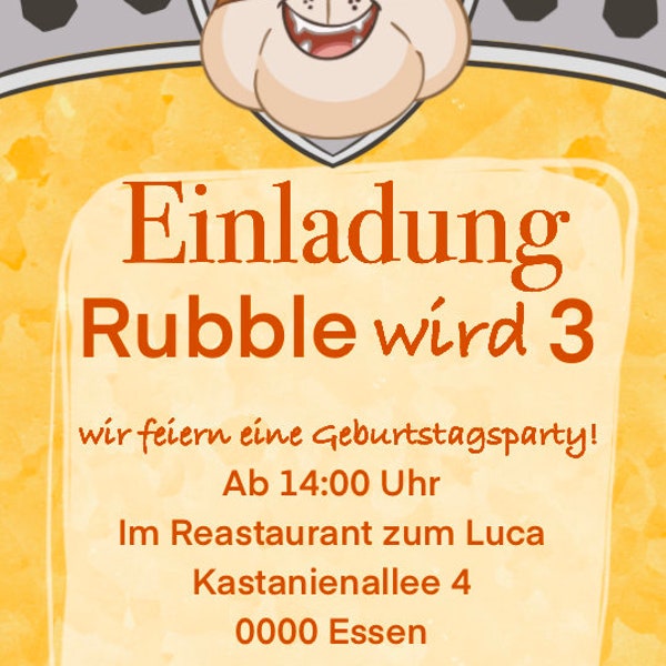 Rubble Birthday Invitations - Etsy