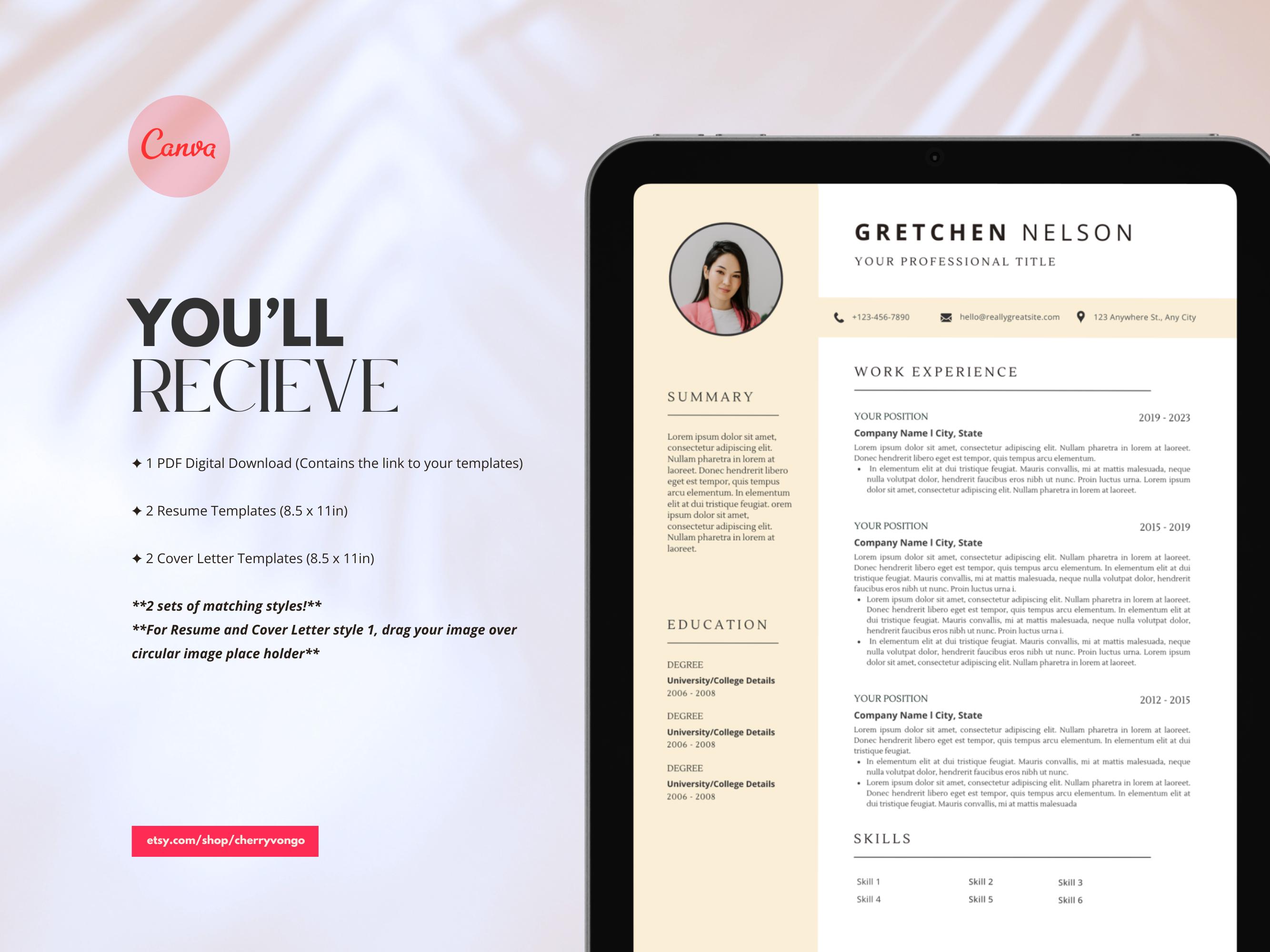 Editable Resume & Cover Letter Template Bundle, Downloadable Minimalist ...