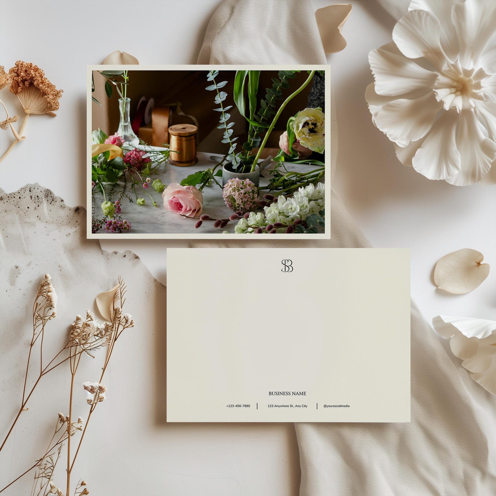 Editable Handwritten Blank Note Card for Florist Thank You, Digital ...