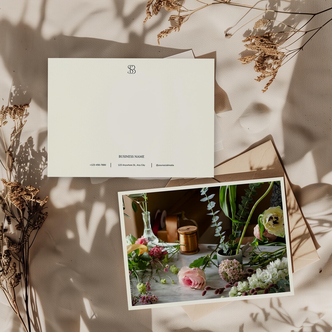 Editable Handwritten Blank Note Card for Florist Thank You, Digital ...