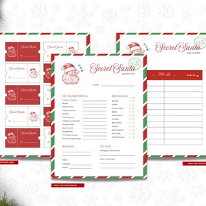 Secret Santa Questionnaire Template Bundle, Christmas Gift Exchange ...