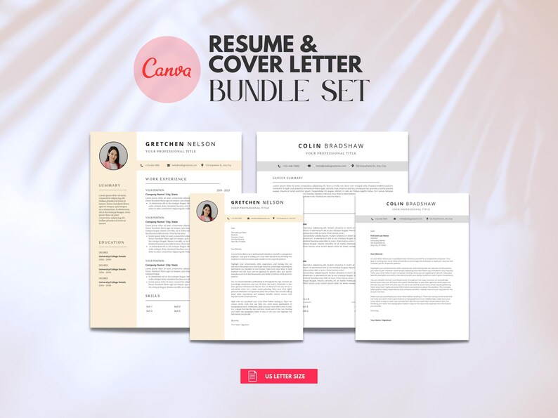 Editable Resume & Cover Letter Template Bundle, Downloadable Minimalist ...