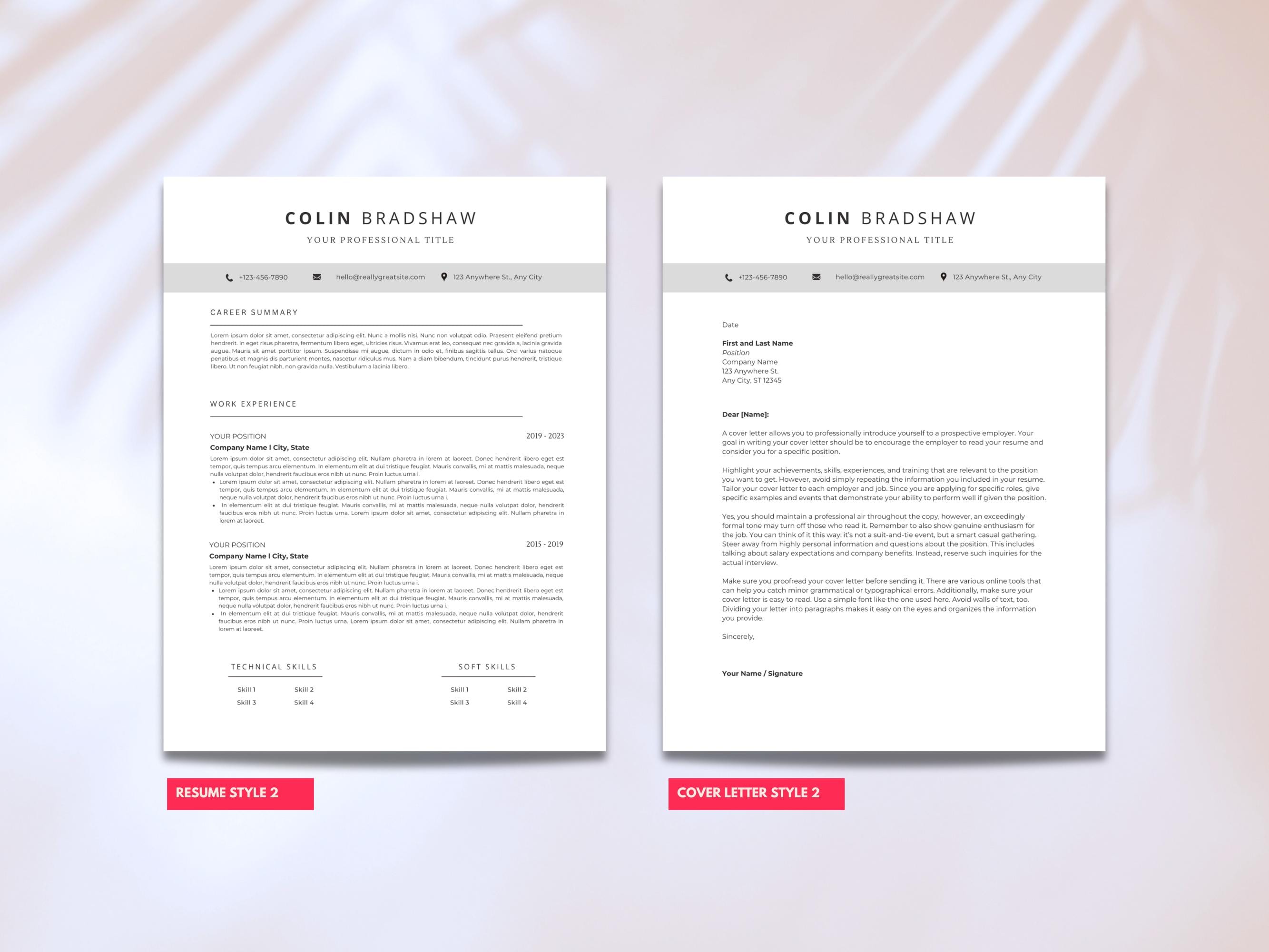 Editable Resume & Cover Letter Template Bundle, Downloadable Minimalist ...