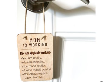 Mom is Working Sign - Etsy