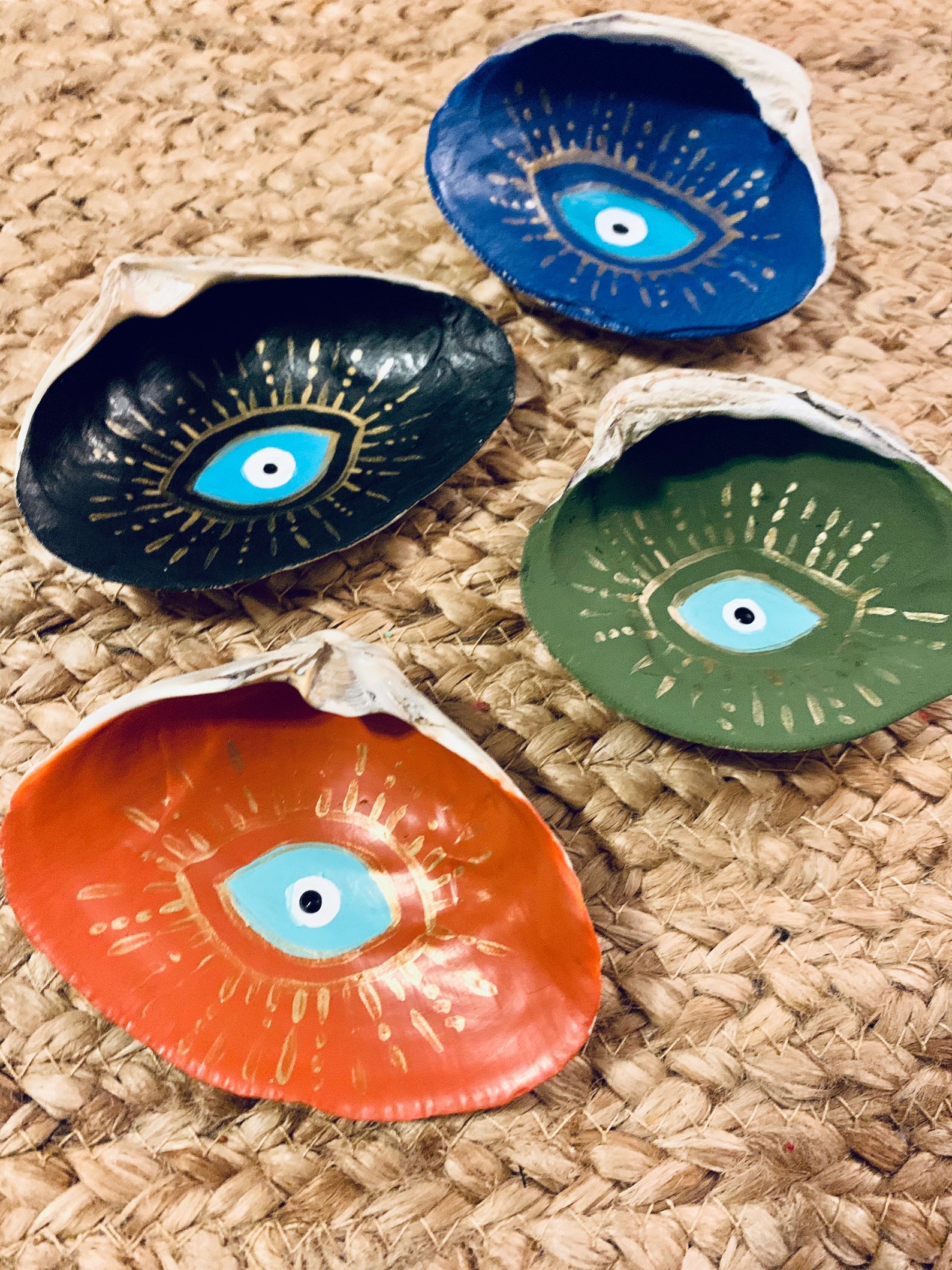 Evil Eye, Seashell Hand Painted Jewelry Dish, Beach Decor, Gift for Her ...