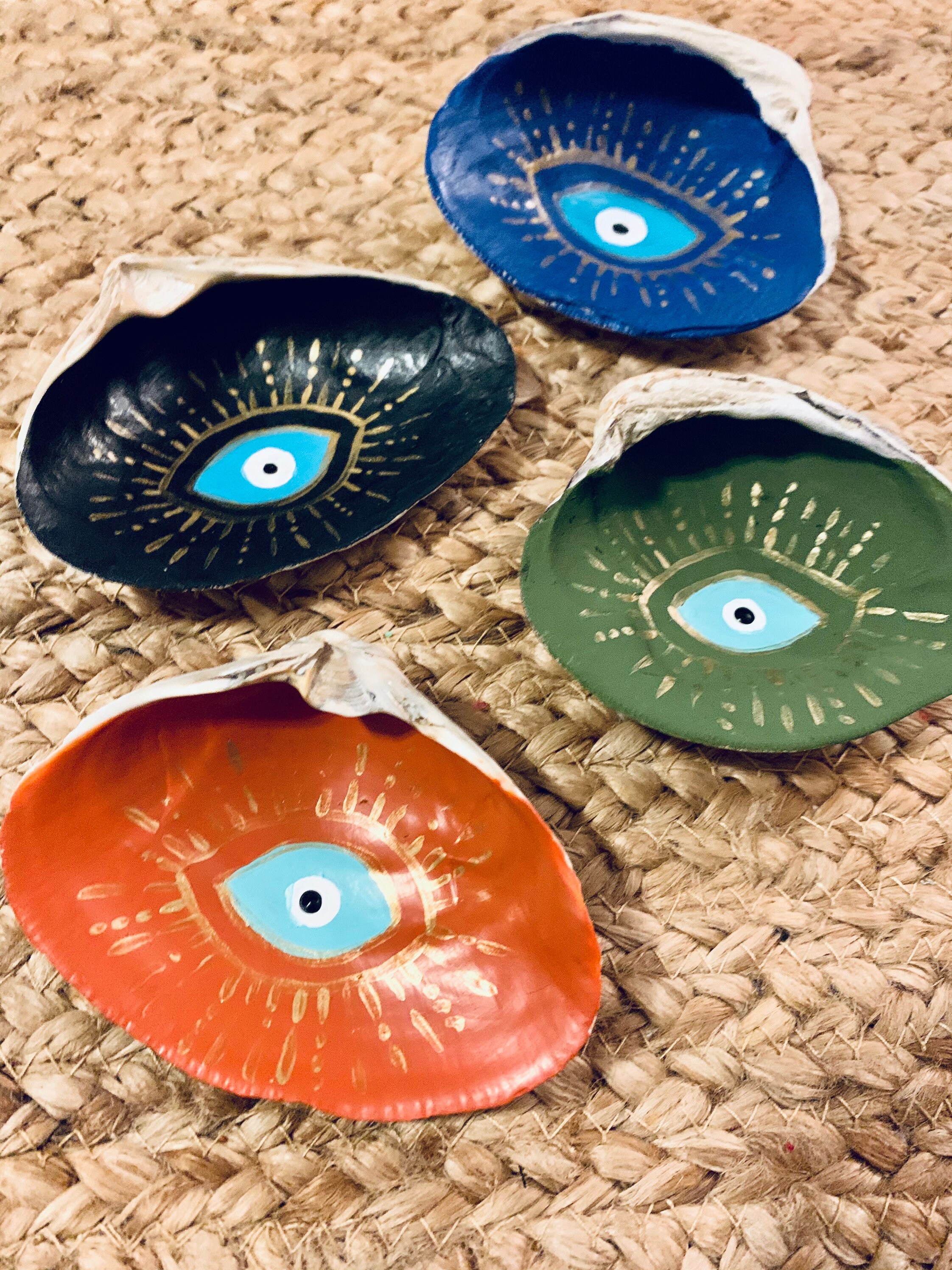 Evil Eye, Seashell Hand Painted Jewelry Dish, Beach Decor, Gift for Her ...