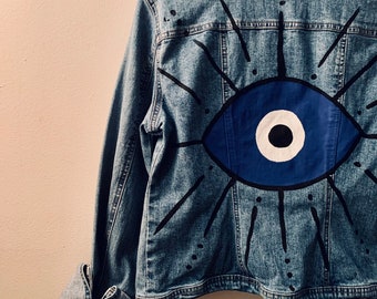Evil Eye Denim Jacket - Etsy