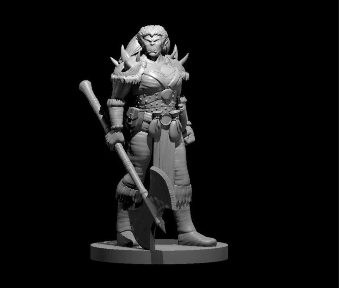 Female Axeman Orc Dungeons and Dragons Paintable Figure - Etsy
