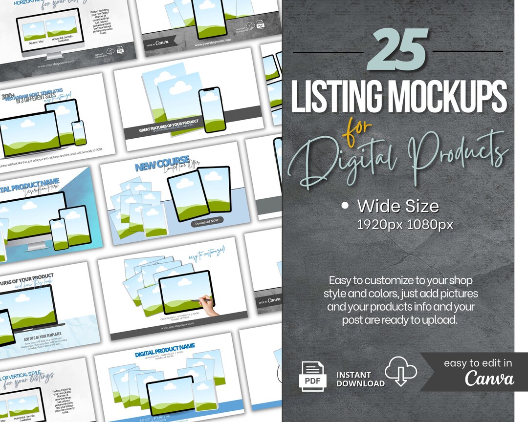 Digital Products Listing Templates, Etsy Listing Mockups, Canva Listing ...