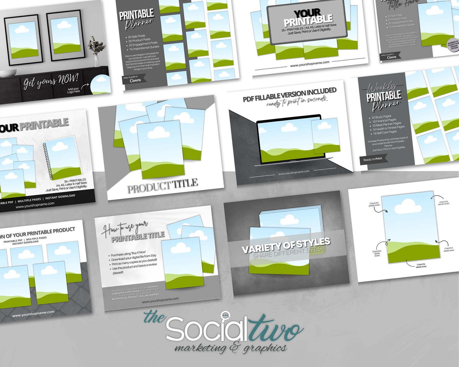 Printable Products Templates Bundle, Pinterest Templates, Etsy Listing ...
