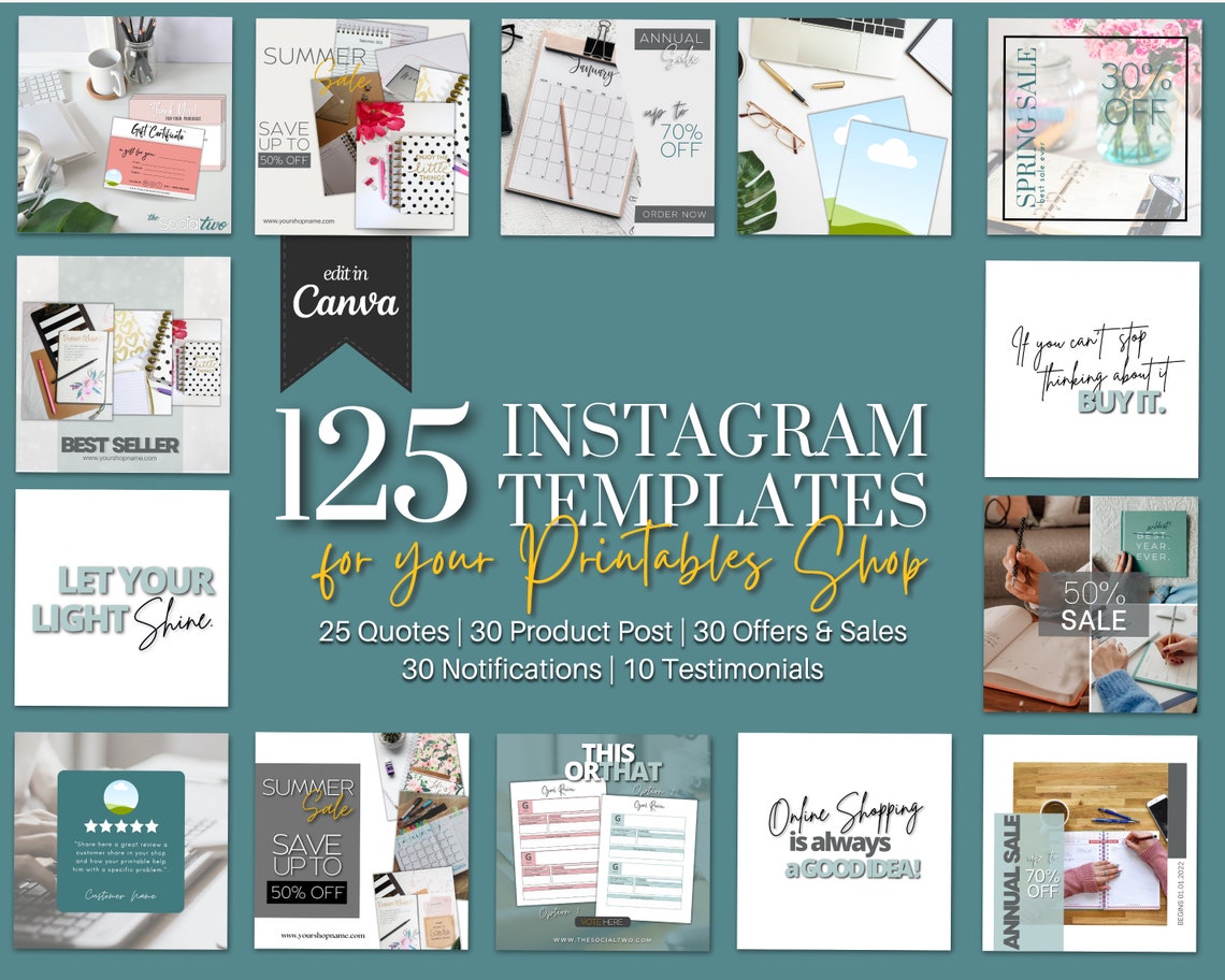 125 Instagram Template Bundle Printable Products Social - Etsy