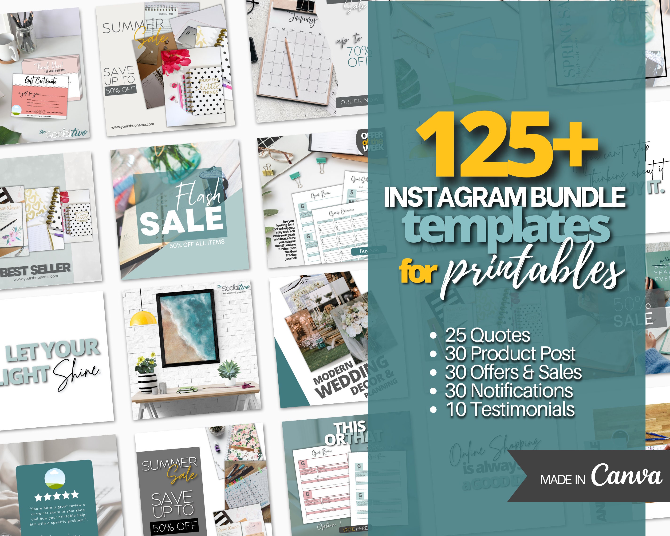 125 Instagram Template Bundle Printable Products Social - Etsy