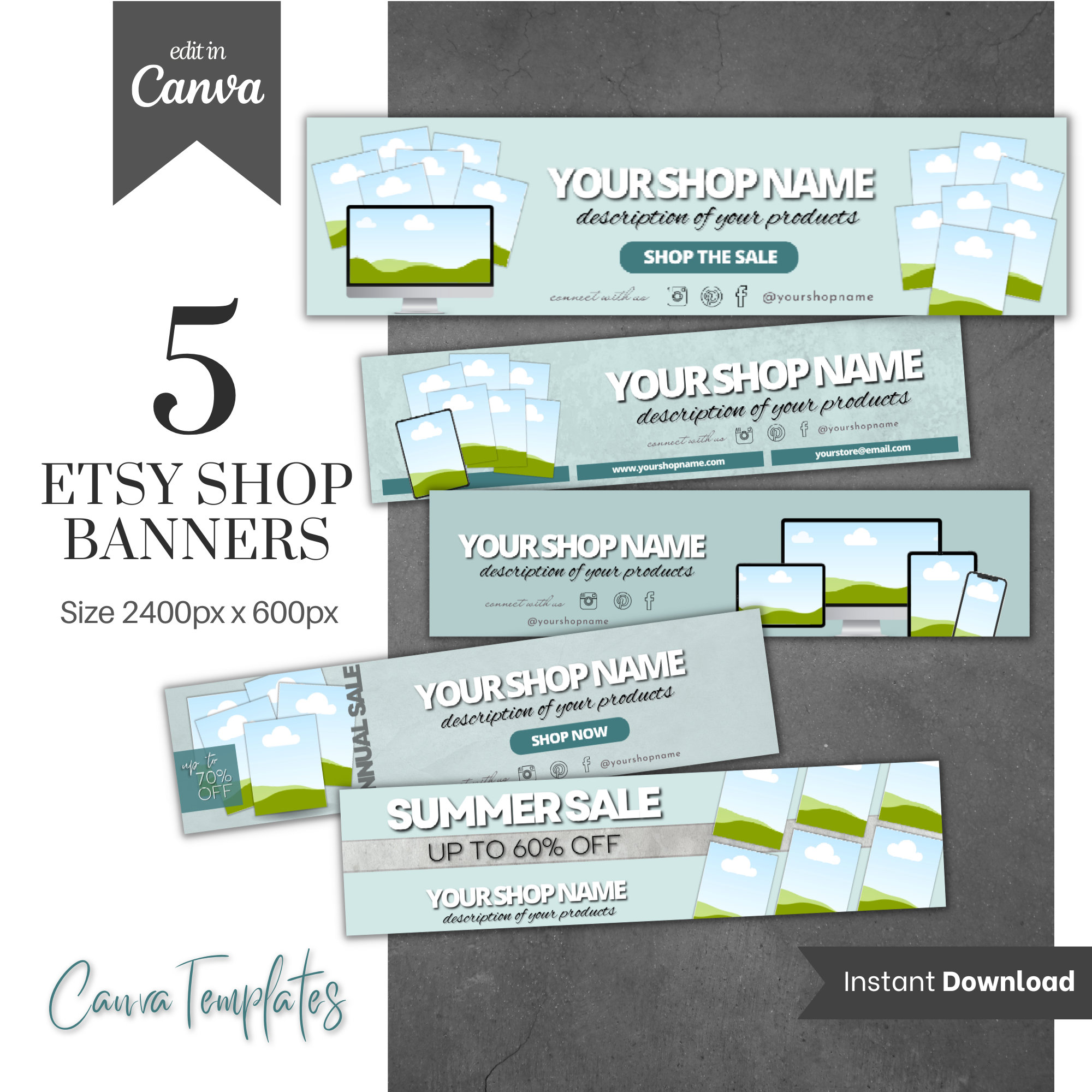 Etsy Banner for Printable & Digital Products Canva Templates | Etsy ...