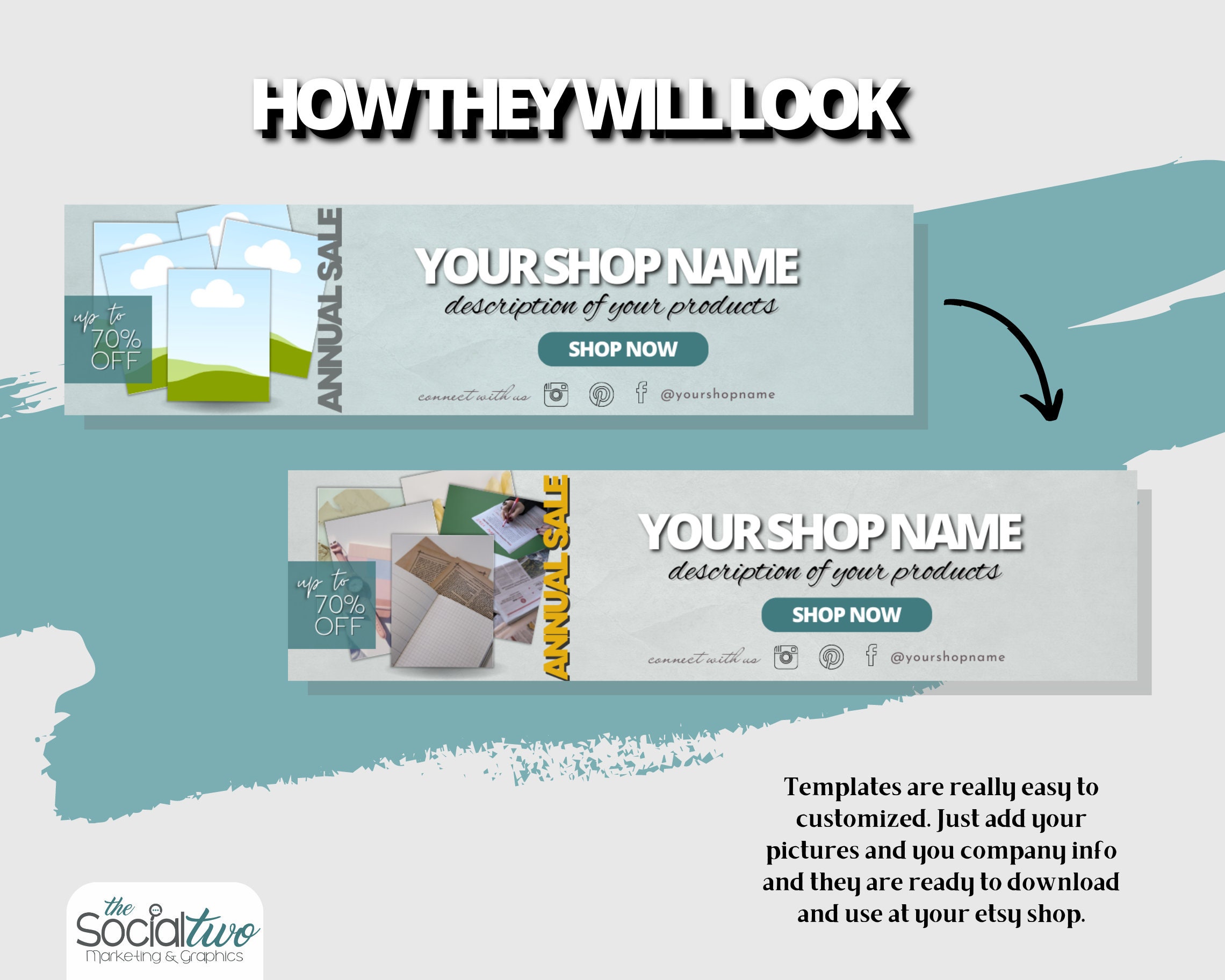 Etsy Banner for Printable & Digital Products Canva Templates Etsy Shop ...