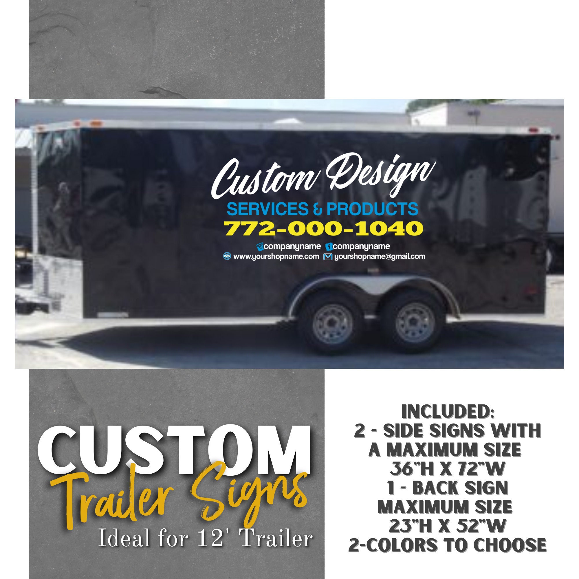 Trailer Vinyl Lettering, Enclosed Trailer Signs, Custom Advertising ...