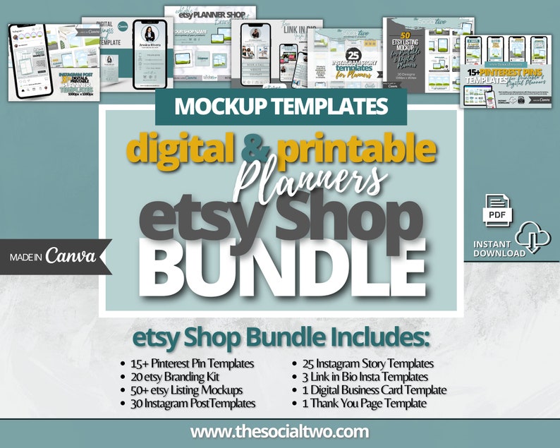 Etsy Shop Printable & Digital Mockups Bundle Pack Etsy Listings, Social ...