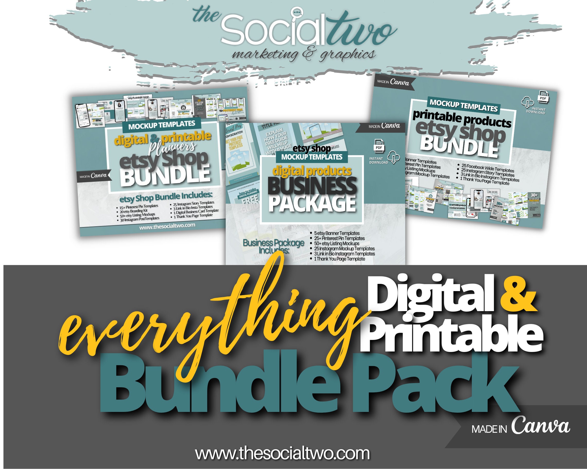 Etsy Shop Printable & Digital Mockups Bundle Pack Etsy Listings, Social ...