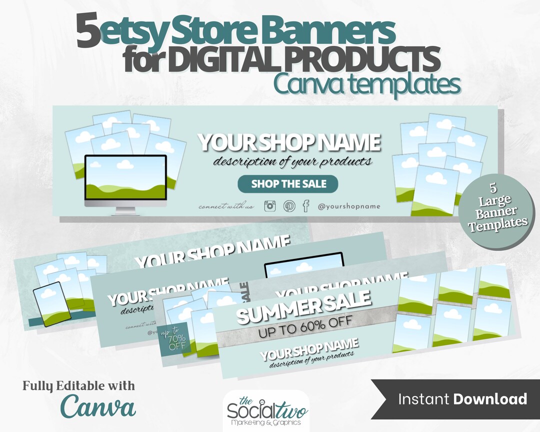 Etsy Banner for Printable & Digital Products Canva Templates - Etsy