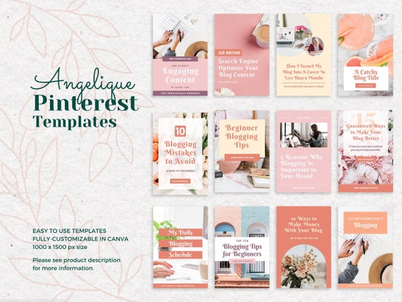 Pinterest Templates for Blogger Canva Template Pinterest - Etsy