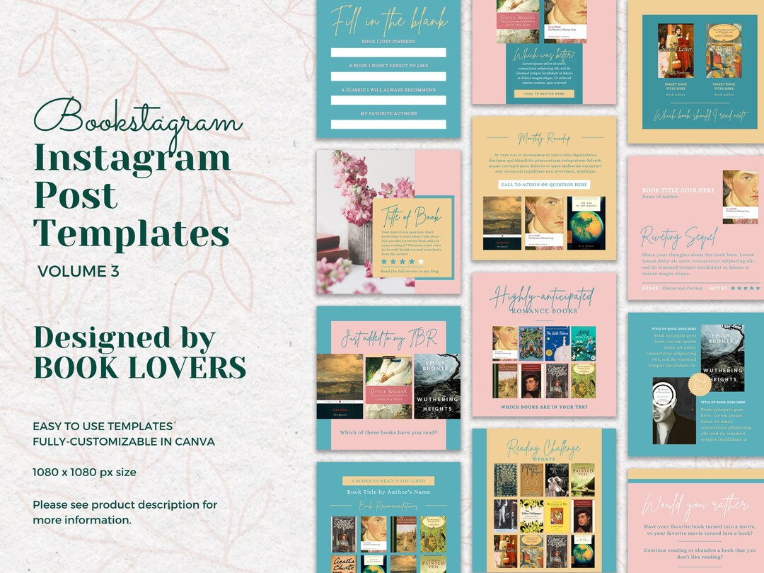 Book Instagram Templates Book Blogger Template Instagram - Etsy