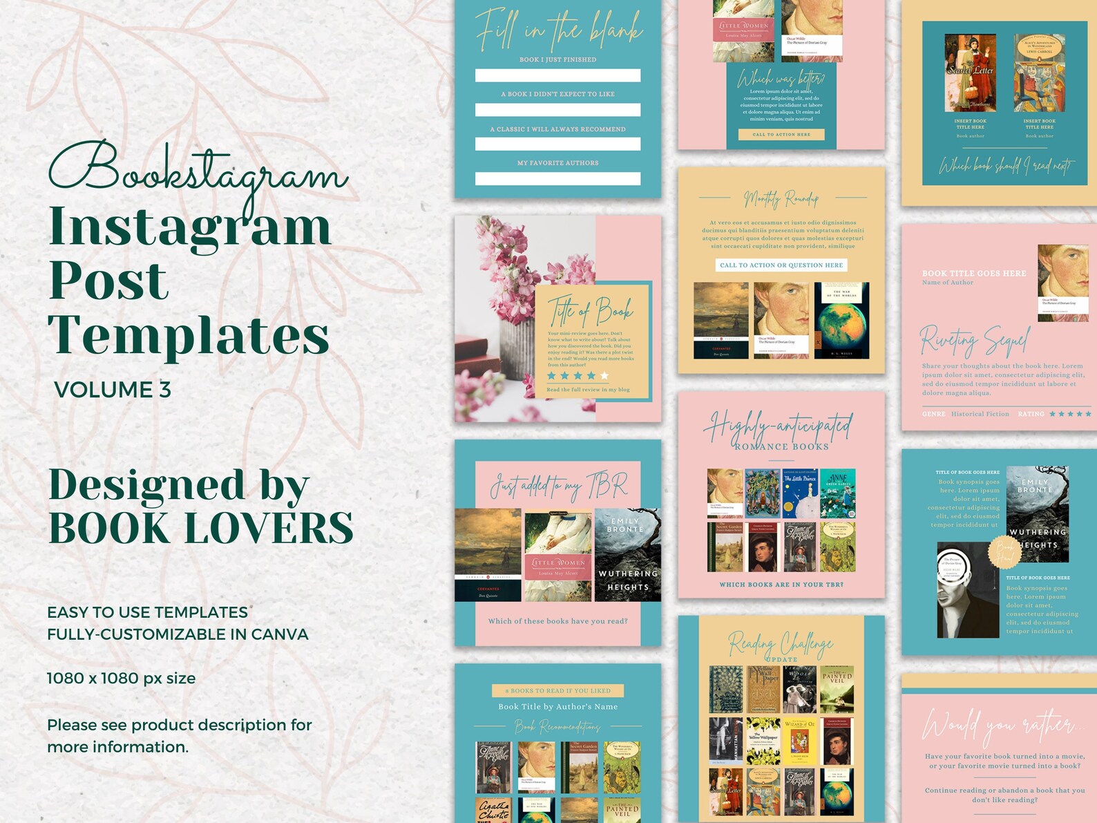 Book Instagram Templates Book Blogger Template Instagram - Etsy