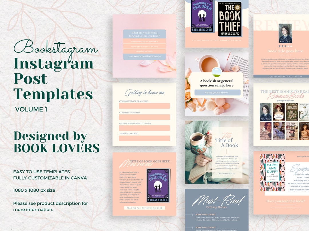 Book Instagram Templates, Book Blogger Template, Instagram Bookstagram ...