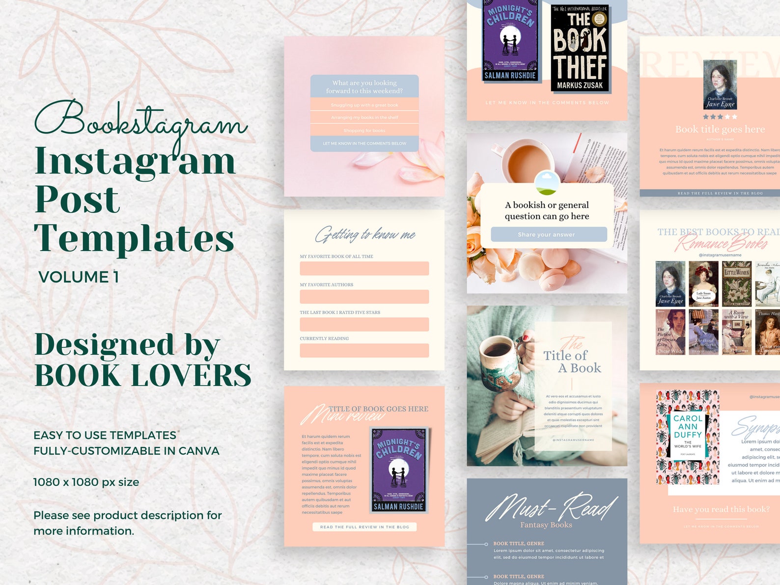 Book Instagram Templates Book Blogger Template Instagram - Etsy