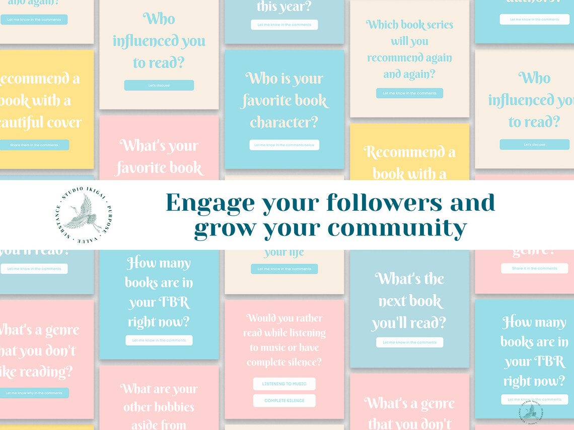 Bookish Questions for Instagram Ready to Post Volume 2 Bookstagram - Etsy