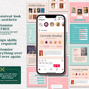 Bookstagram, Book Instagram Templates, Book Blogger Template, Canva ...