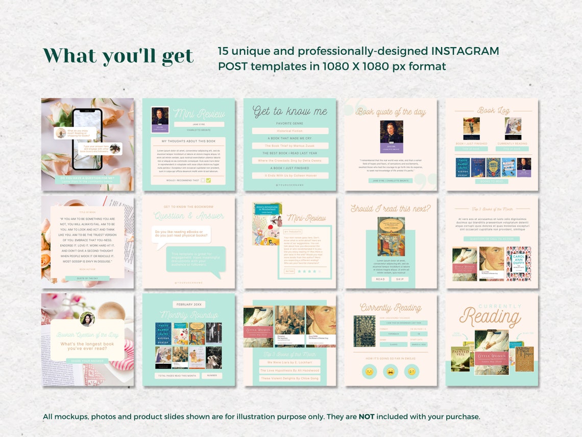 Book Instagram Templates Book Blogger Template Instagram - Etsy