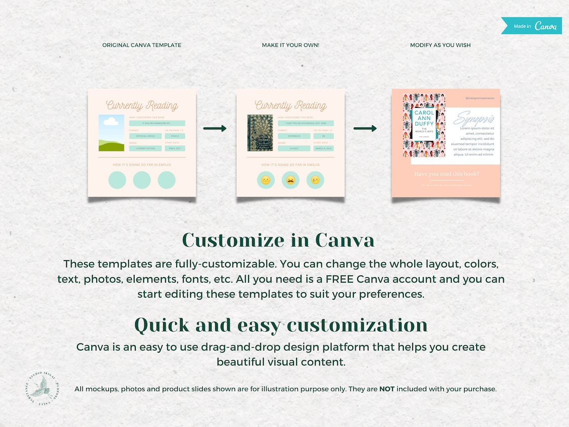Book Instagram Templates Book Blogger Template Instagram - Etsy