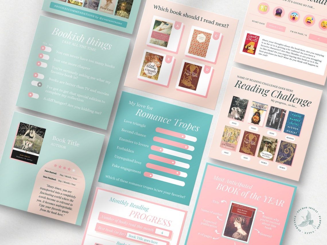 Bookstagram Book Instagram Templates Book Blogger Template - Etsy