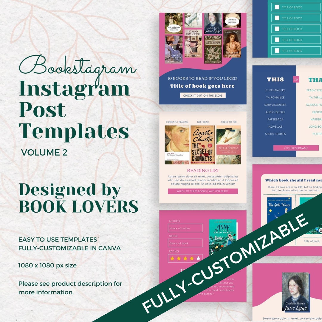 Book Instagram Templates, Book Blogger Template, Instagram Bookstagram ...