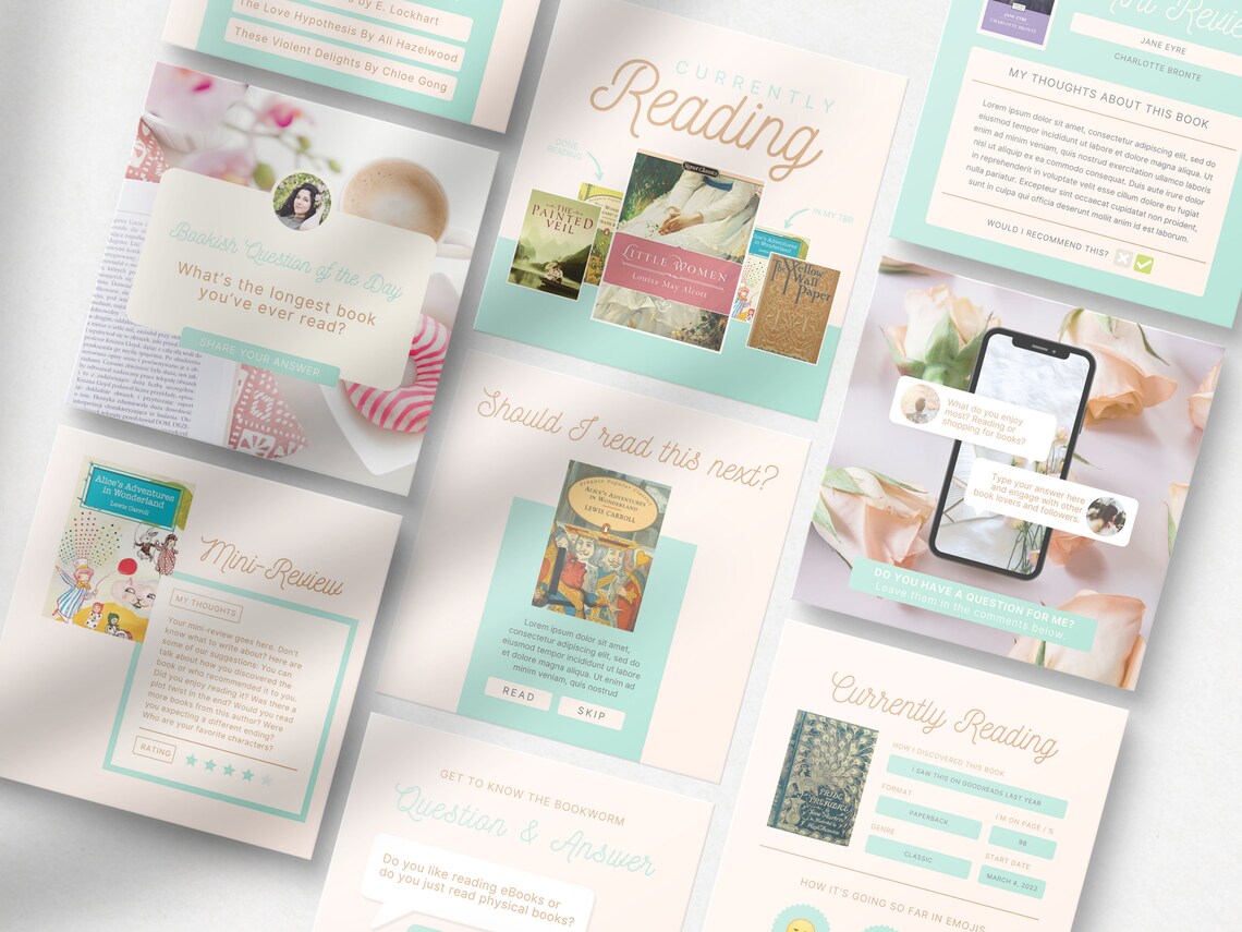 Book Instagram Templates Book Blogger Template Instagram - Etsy