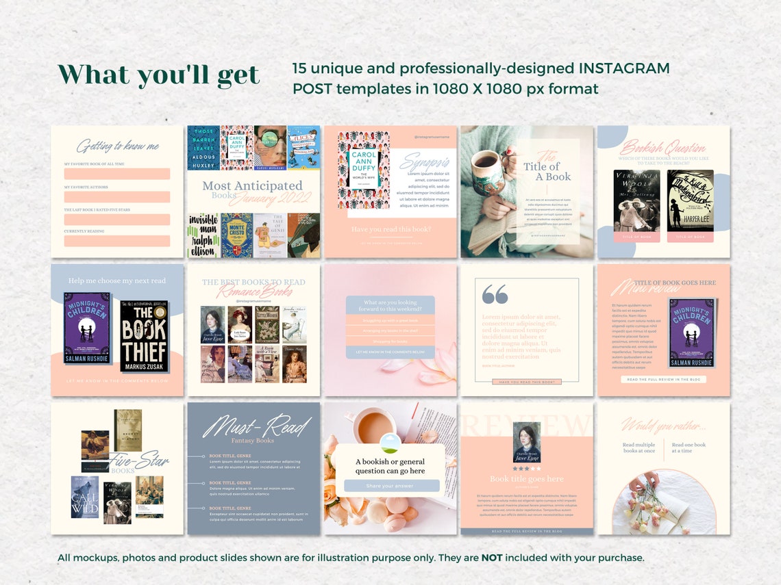 Book Instagram Templates Book Blogger Template Instagram - Etsy