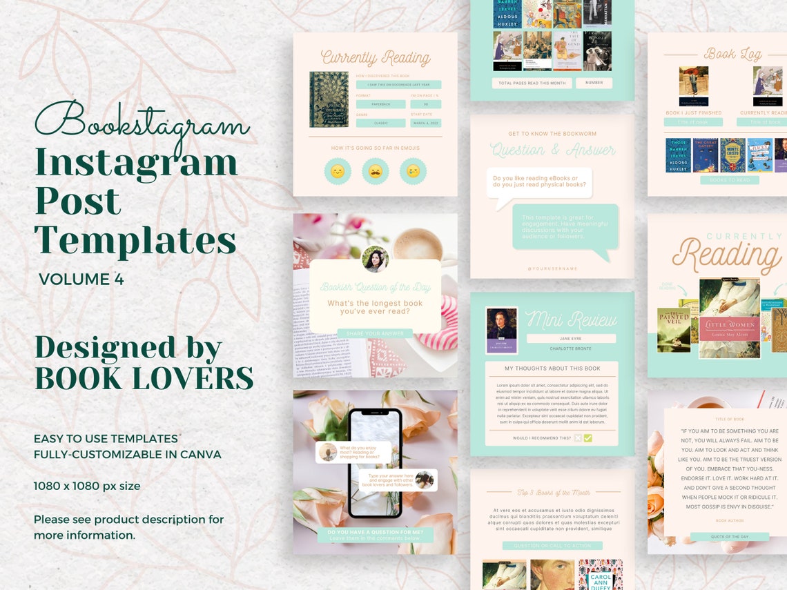Book Instagram Templates Book Blogger Template Instagram - Etsy