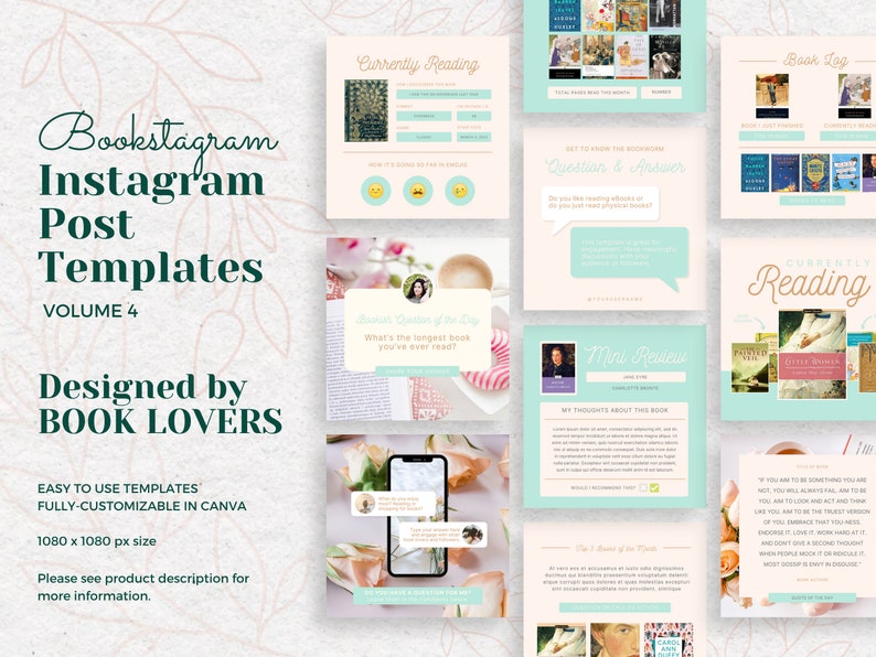 Book Instagram Templates Book Blogger Template Instagram - Etsy