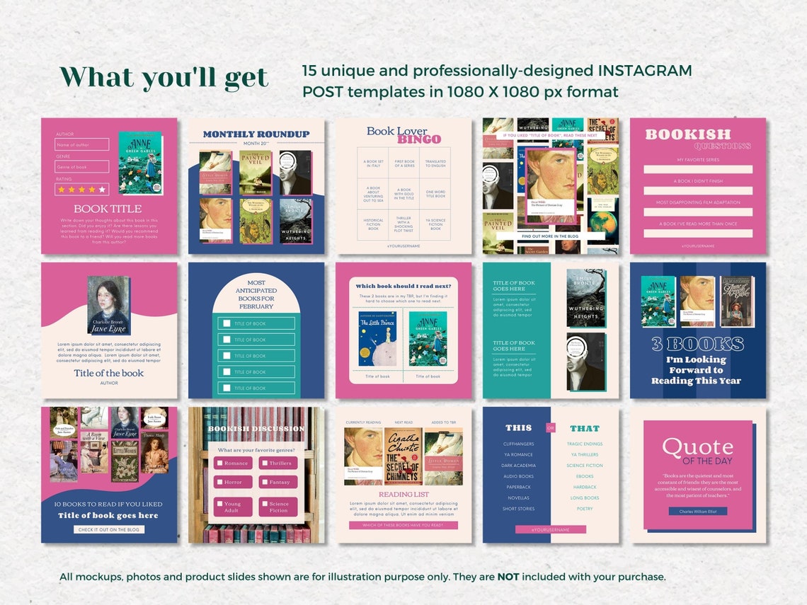 Book Instagram Templates Book Blogger Template Instagram - Etsy