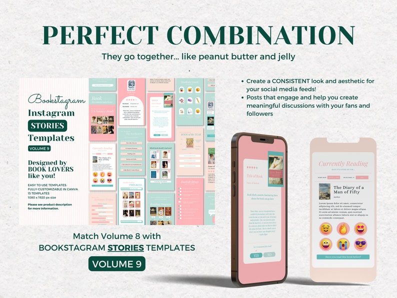 Bookstagram Book Instagram Templates Book Blogger Template - Etsy