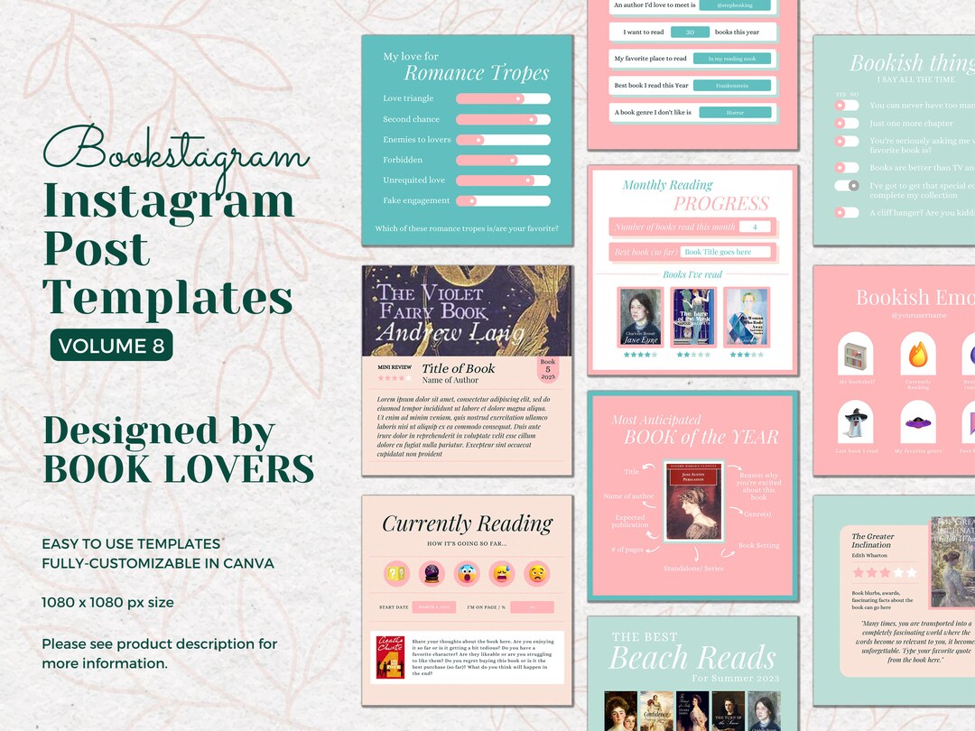Bookstagram Book Instagram Templates Book Blogger Template - Etsy