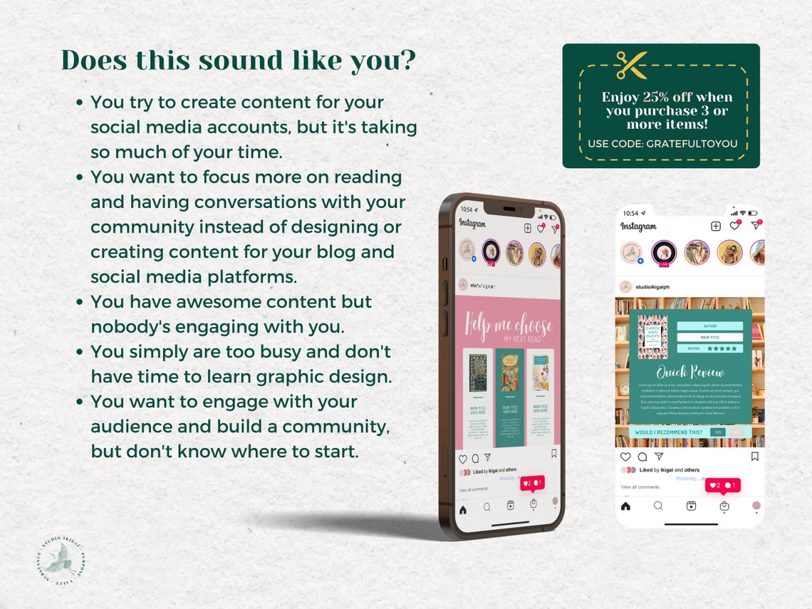 Bookstagram Book Instagram Templates Book Blogger Template - Etsy