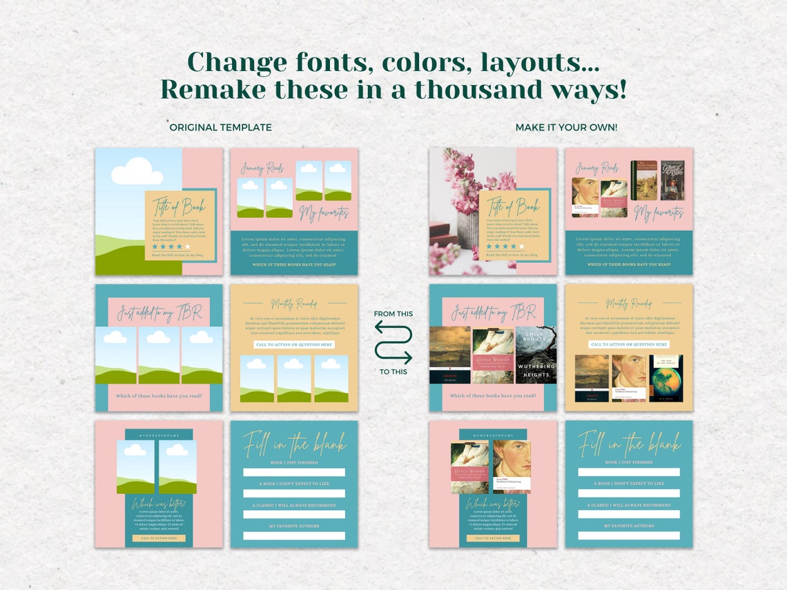 Book Instagram Templates Book Blogger Template Instagram - Etsy