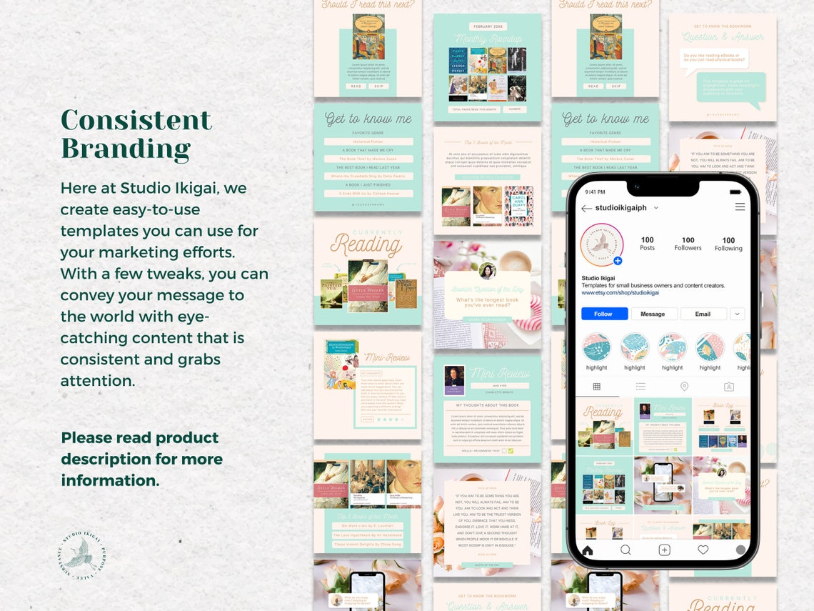 Book Instagram Templates Book Blogger Template Instagram - Etsy