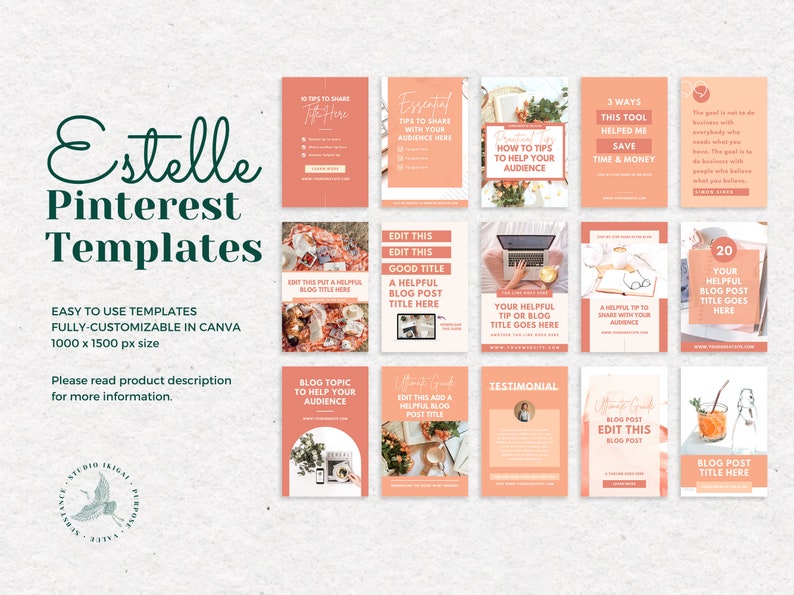Pinterest Templates for Blogger Canva Template Pinterest Pins Canva ...