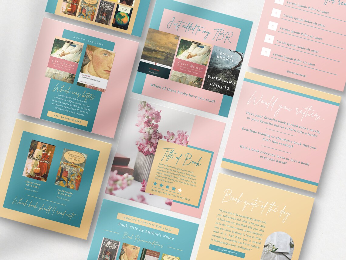 Book Instagram Templates Book Blogger Template Instagram - Etsy