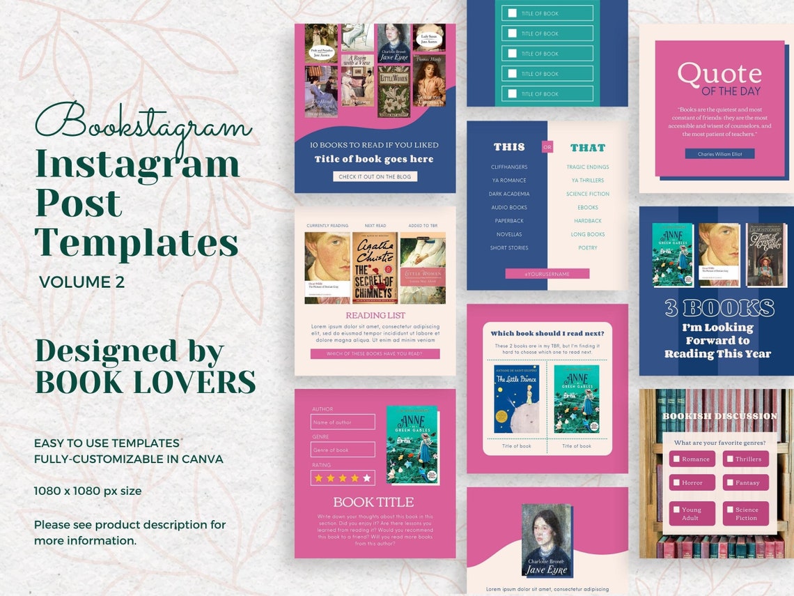 Book Instagram Templates Book Blogger Template Instagram - Etsy