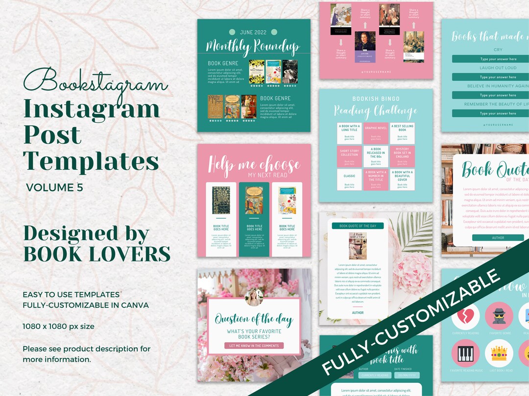 Bookstagram, Book Instagram Templates, Book Blogger Template, Canva ...