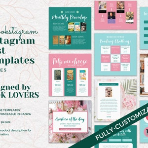 Bookstagram, Book Instagram Templates, Book Blogger Template, Canva ...