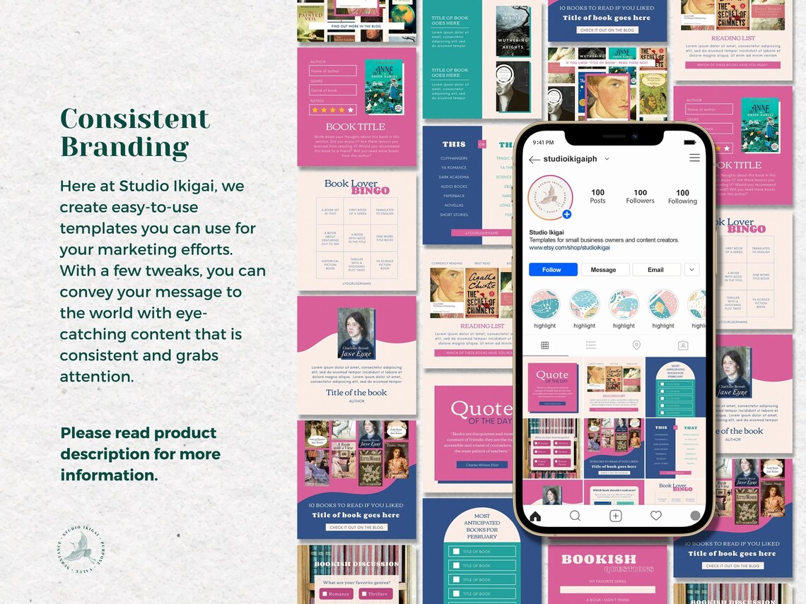 Book Instagram Templates Book Blogger Template Instagram - Etsy
